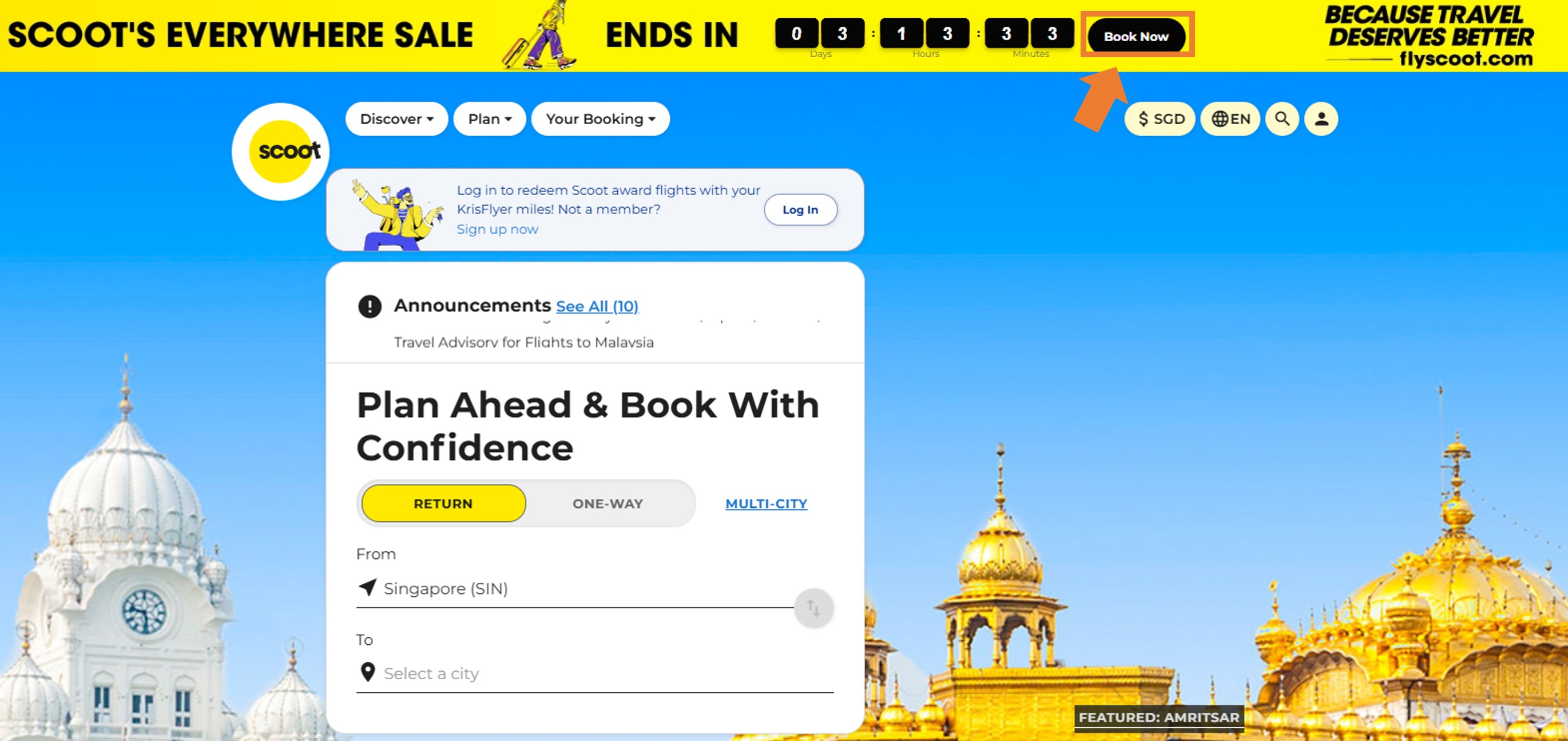 I want to book a Scoot flight. Is there any ongoing and/or upcoming ...